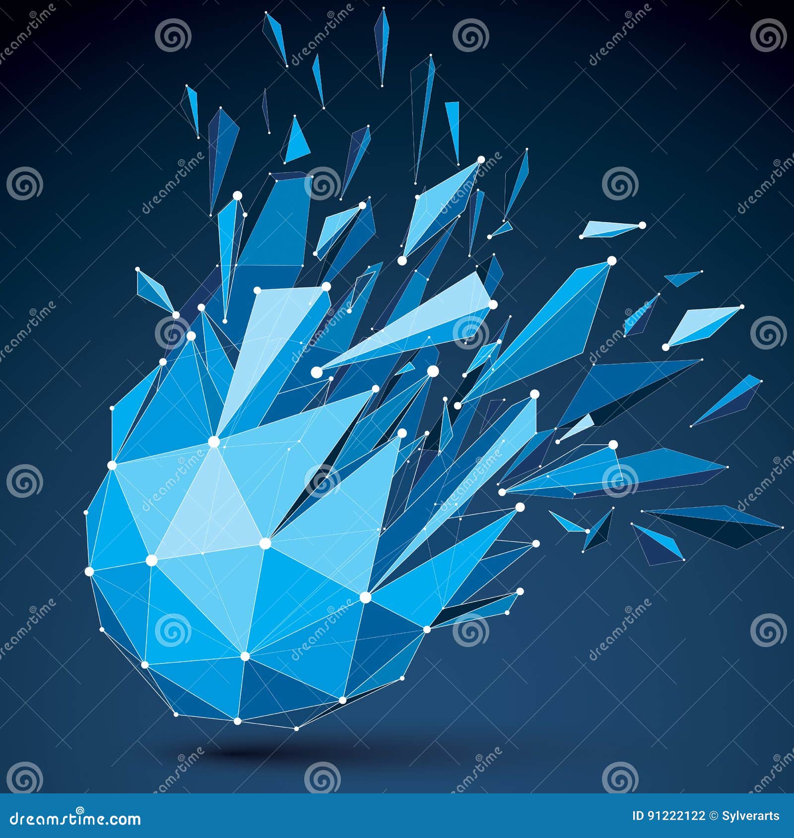 Abstract 3d Origami Figure with Connected White Lines and Dots. Stock ...