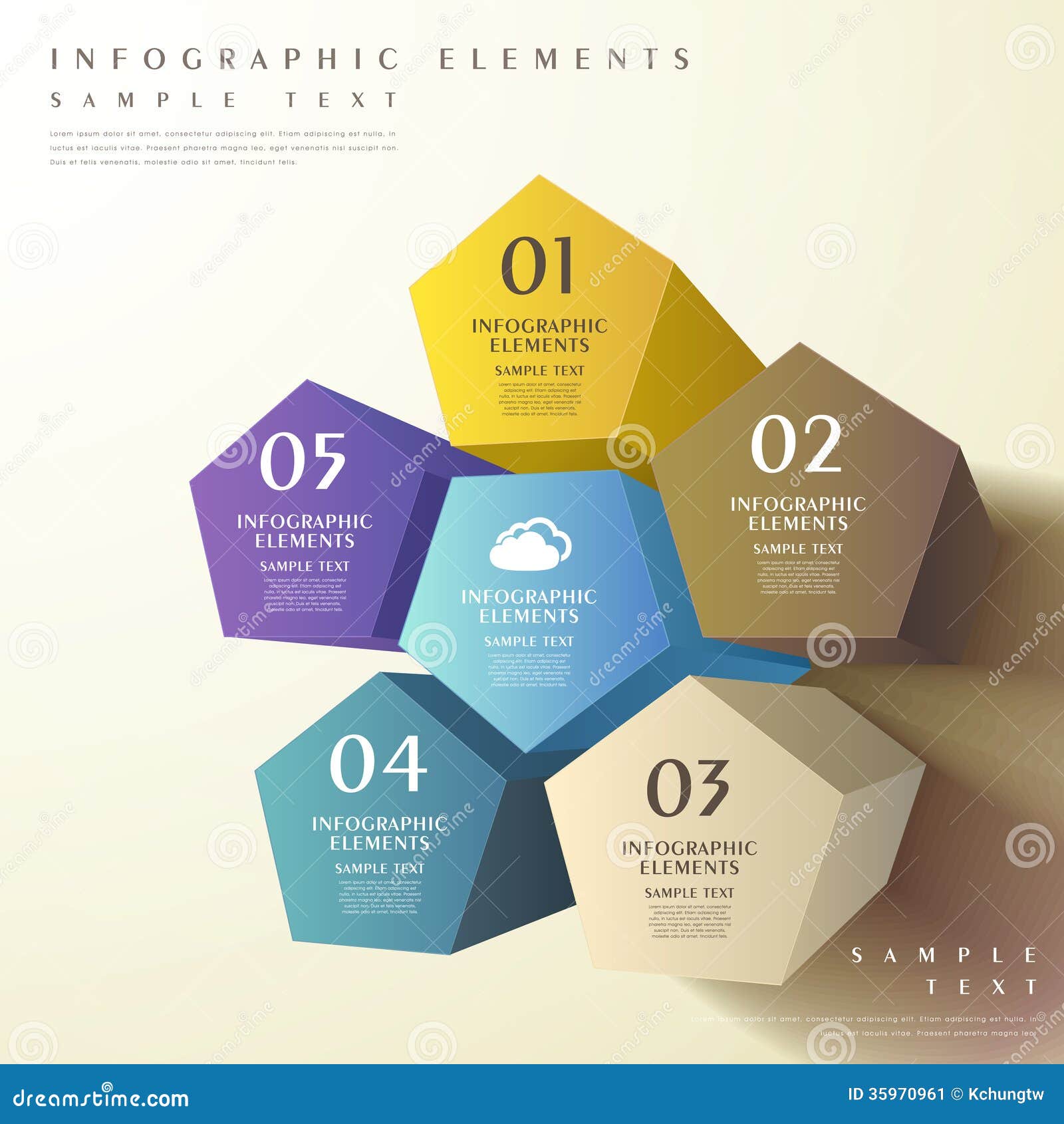 Infographic Pentagonal Template Five Section And Diagram Cartoon Vector ...