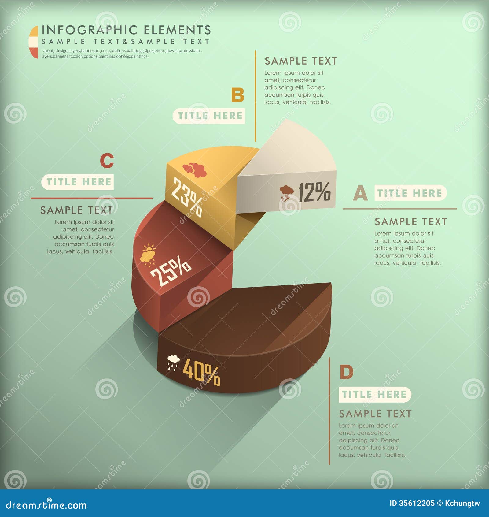 Abstract 3d Pie Chart Infographics Stock Vector - Illustration of ...