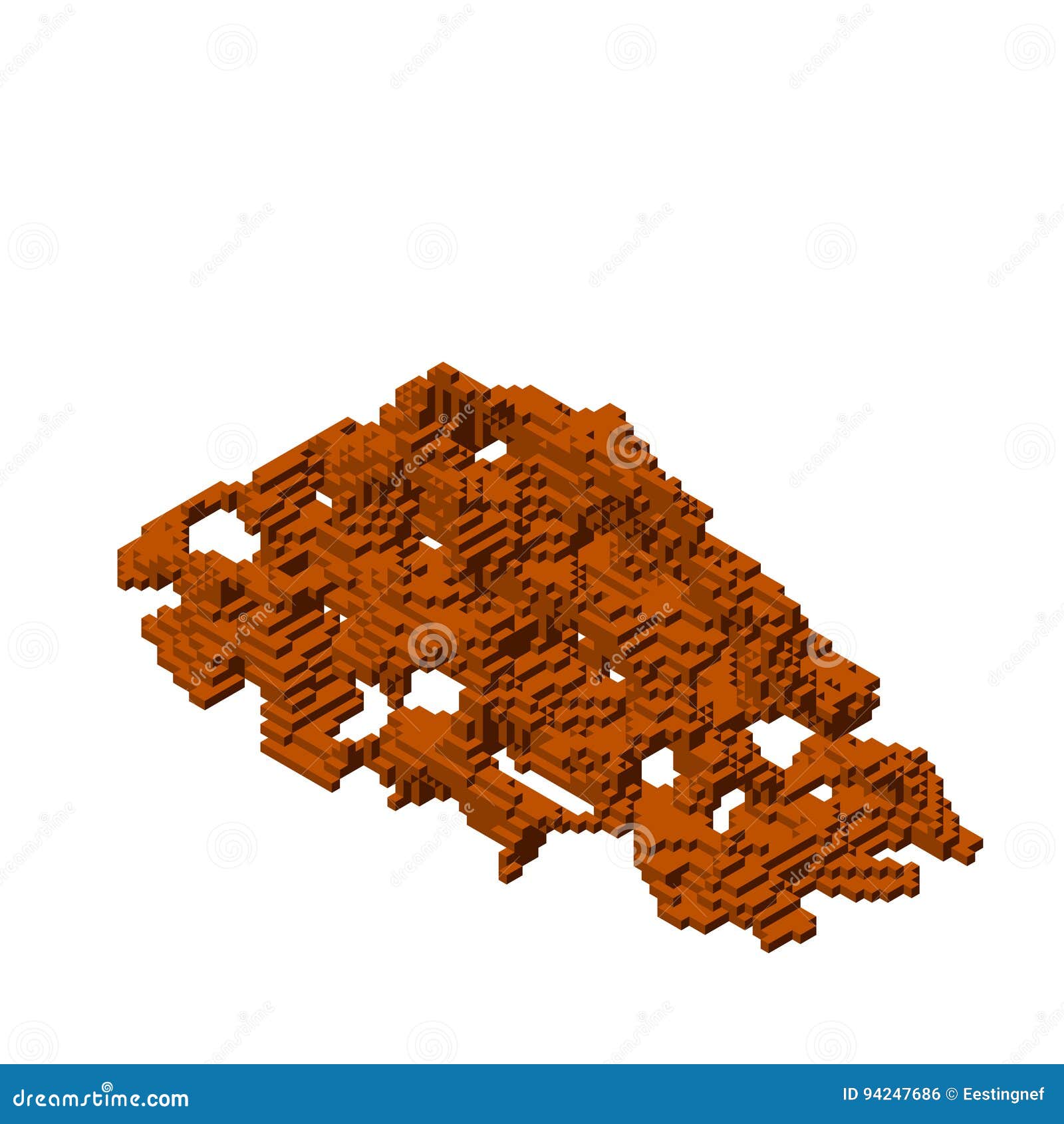 Abstract 3d Pixelated Ruins. Isolated on White Background. Vector ...