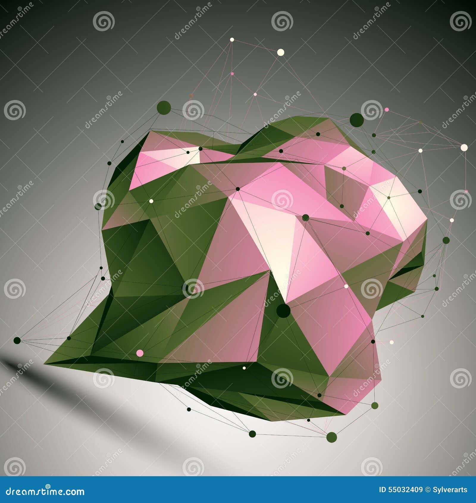 Abstract 3D Polygonal Construction, Colorful Vector Network Digital ...