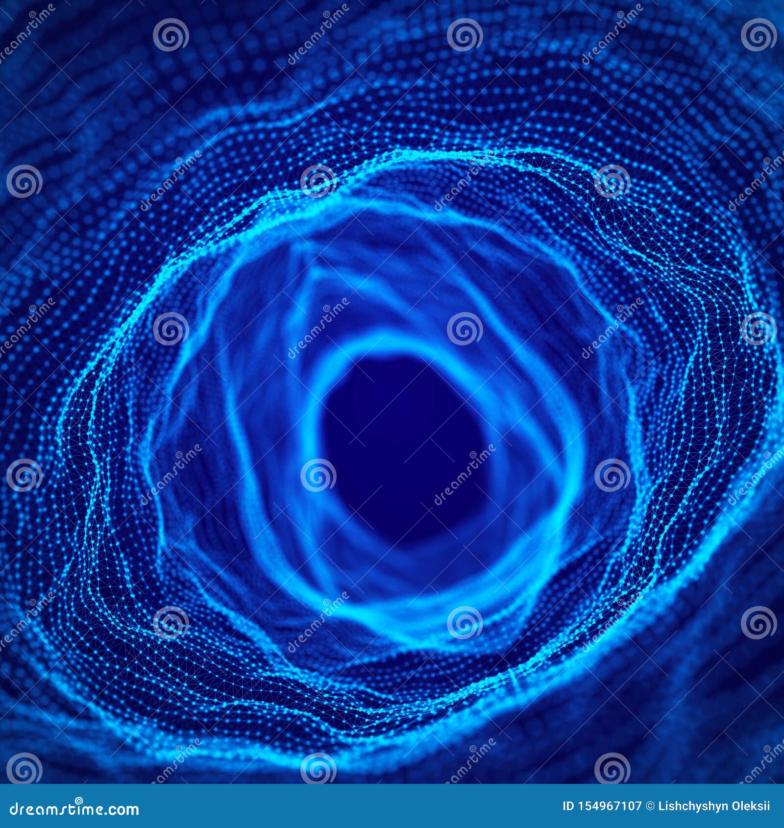 Abstract 3d Portal Tunnel Or Wormhole Wireframe 3d Surface Tunnel 3d