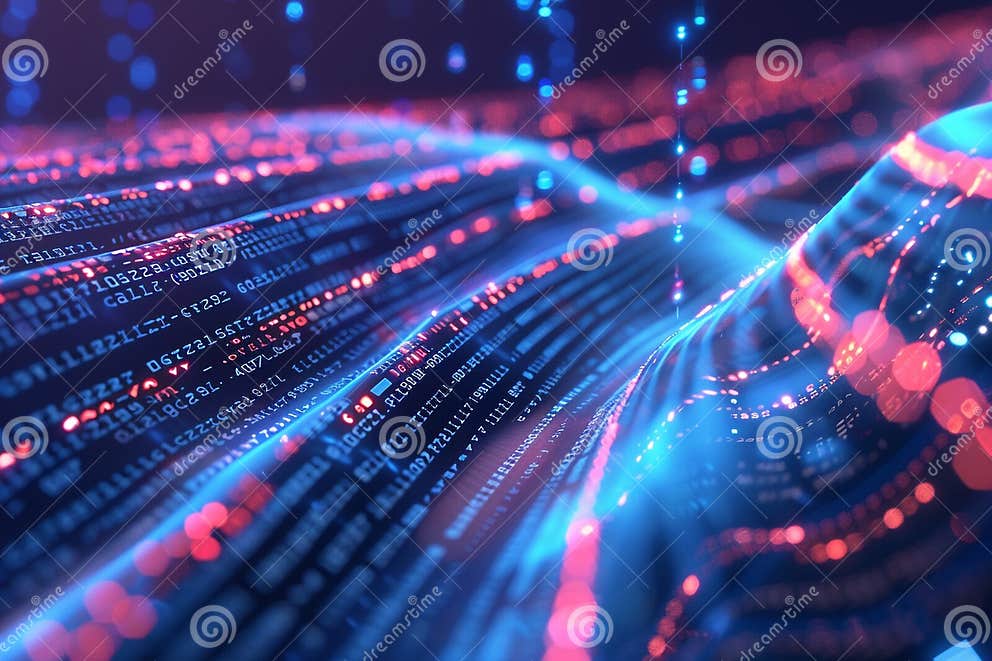 An Abstract 3D Portrayal of Encrypted Data Packets Moving through a ...