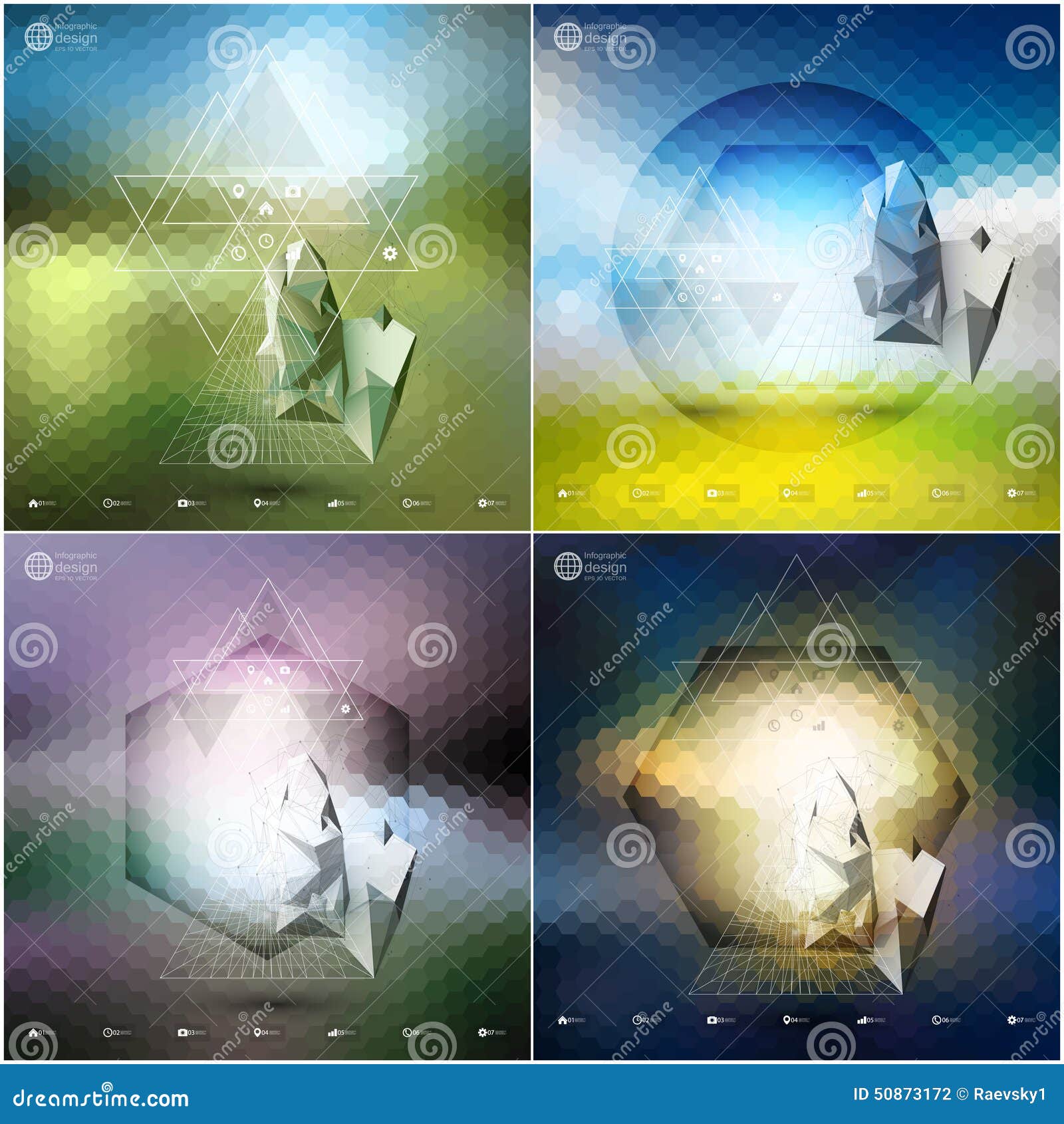 Abstract 3D Pyramids, Abstract Hexagonal Patterns Stock Vector ...