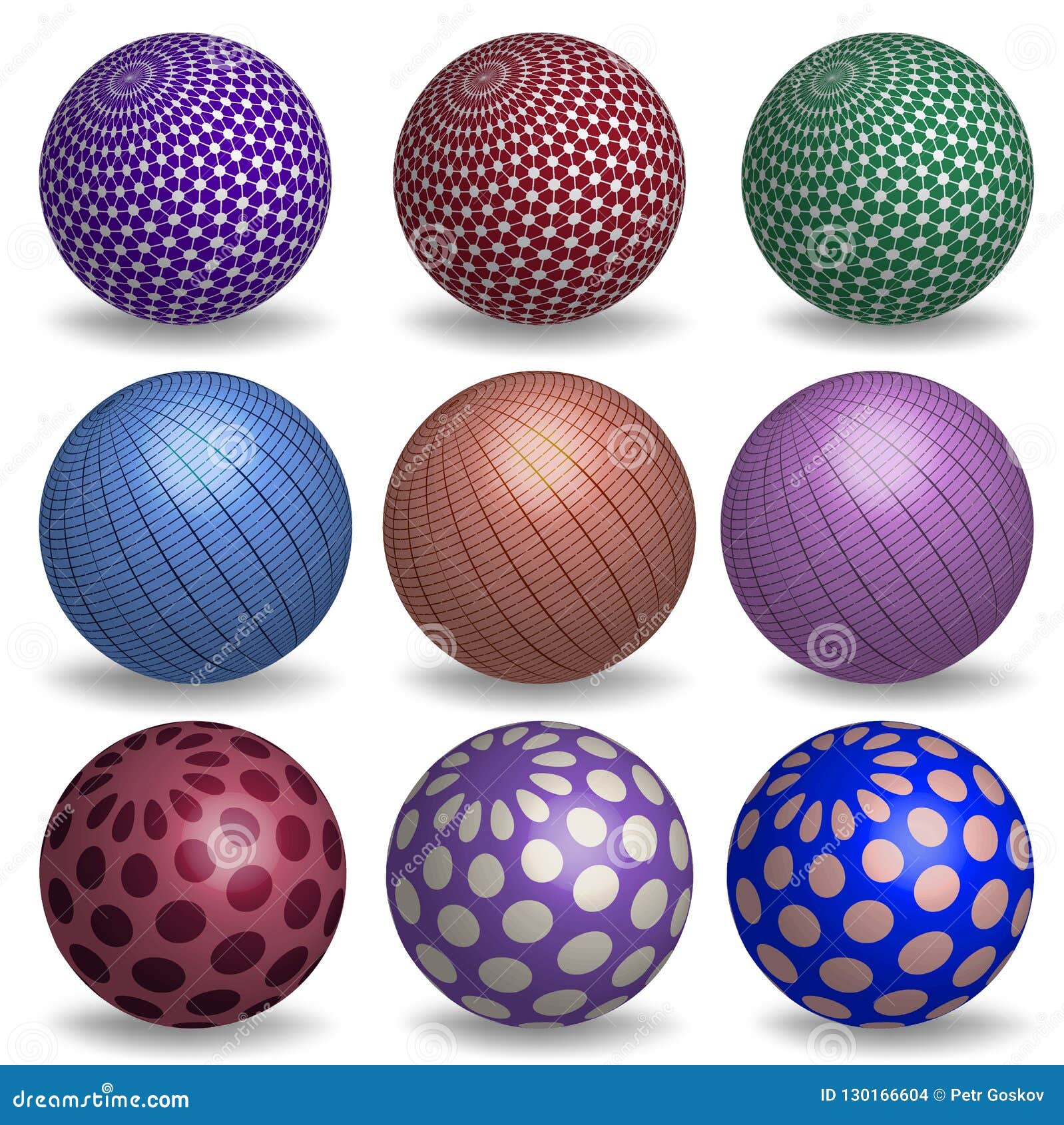 Abstract 3d spheres set. stock vector. Illustration of material - 130166604