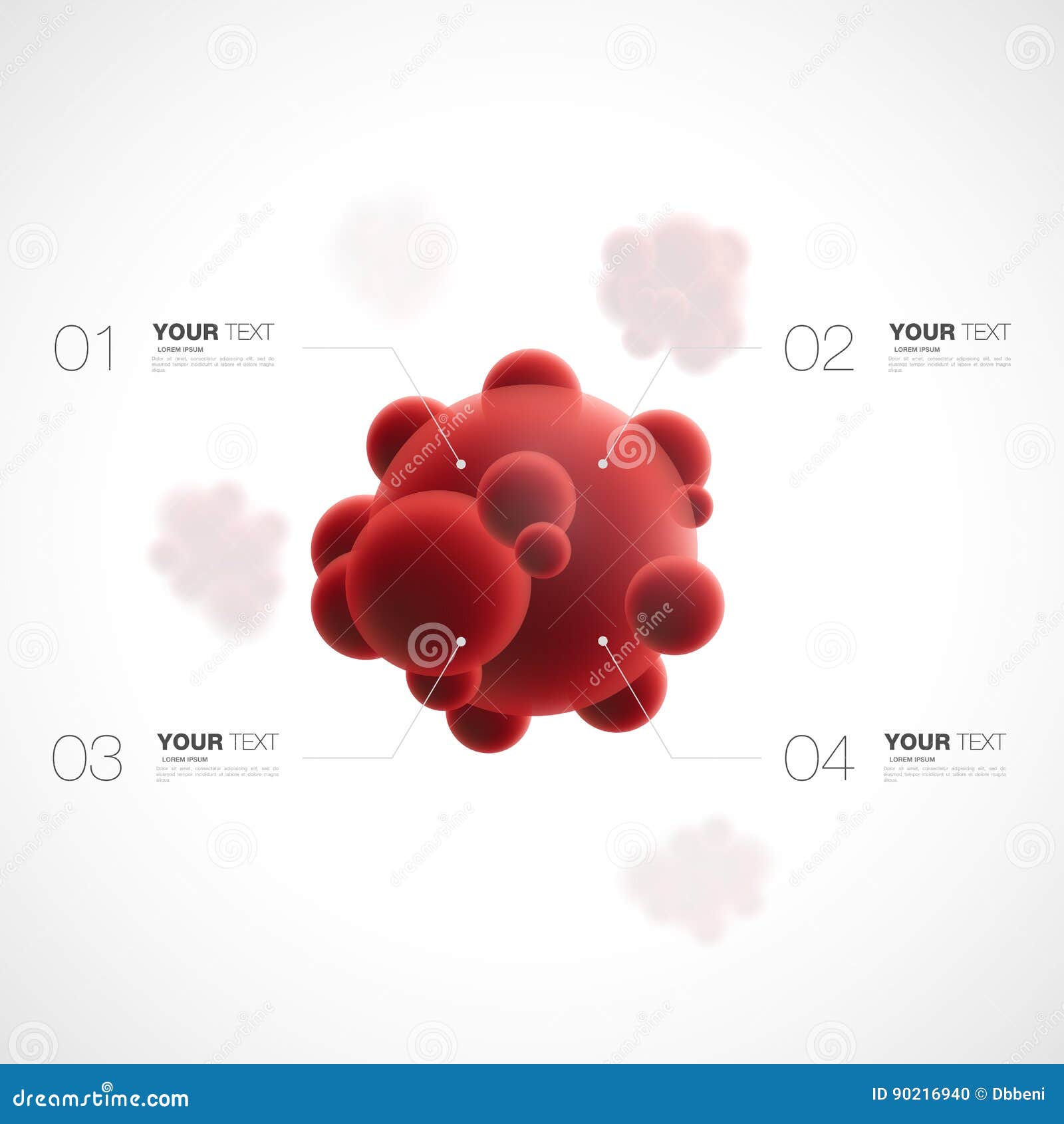 Abstract 3d Red Molecule with Infographics Template Stock Vector ...