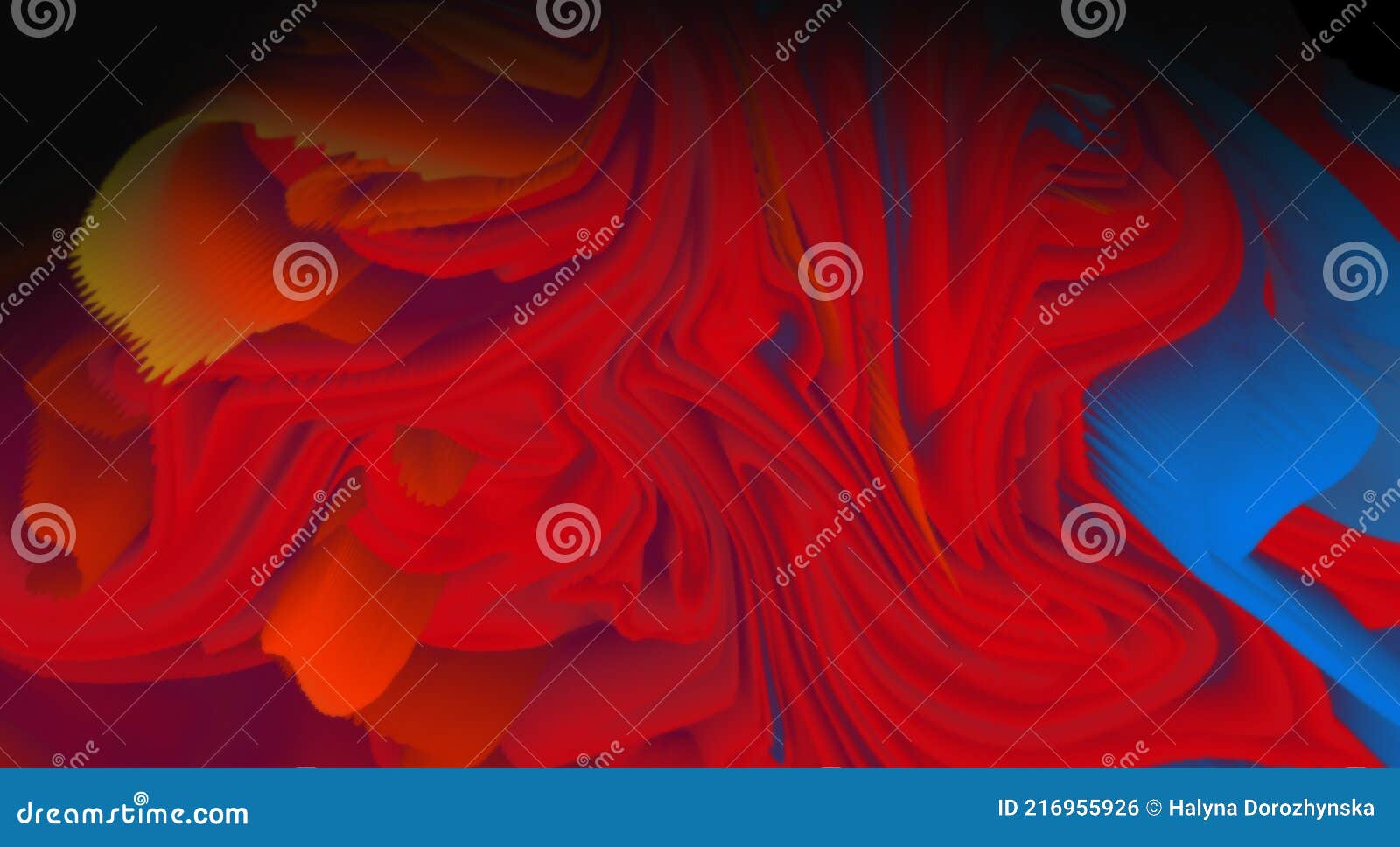 Abstract 3D Red and Yellow Background. Pattern with Abstract Waves. 3d ...
