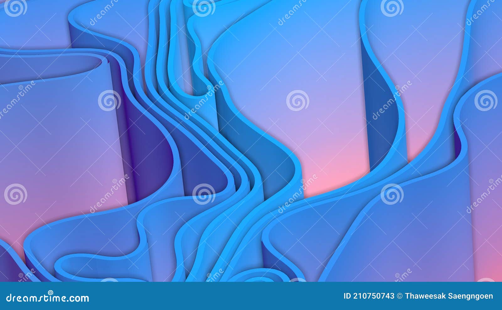 Abstract 3D Render Blue Orange Splines Rows Light and Shadow Curves ...