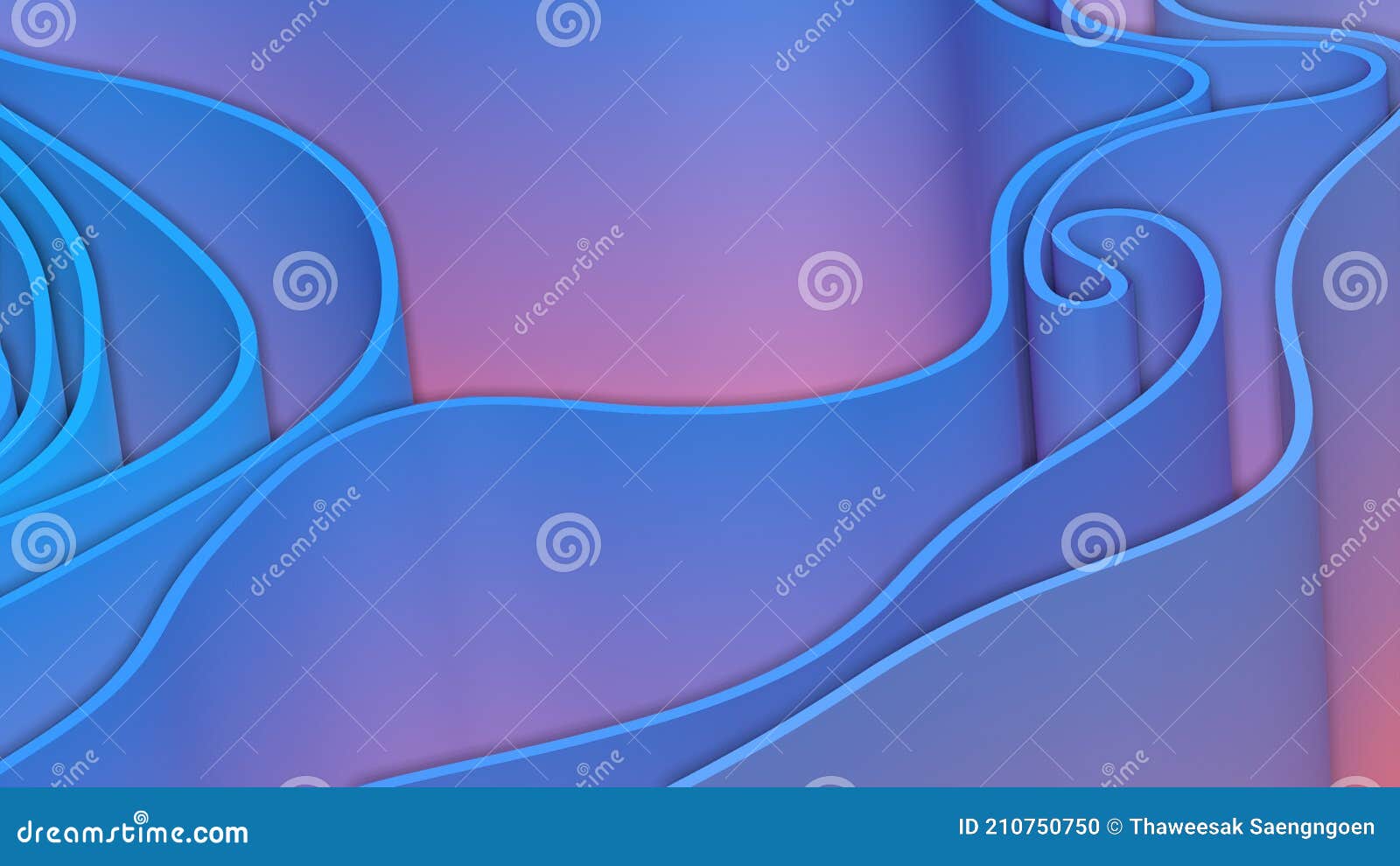 Abstract 3D Render Blue Orange Splines Rows Light and Shadow Curves ...