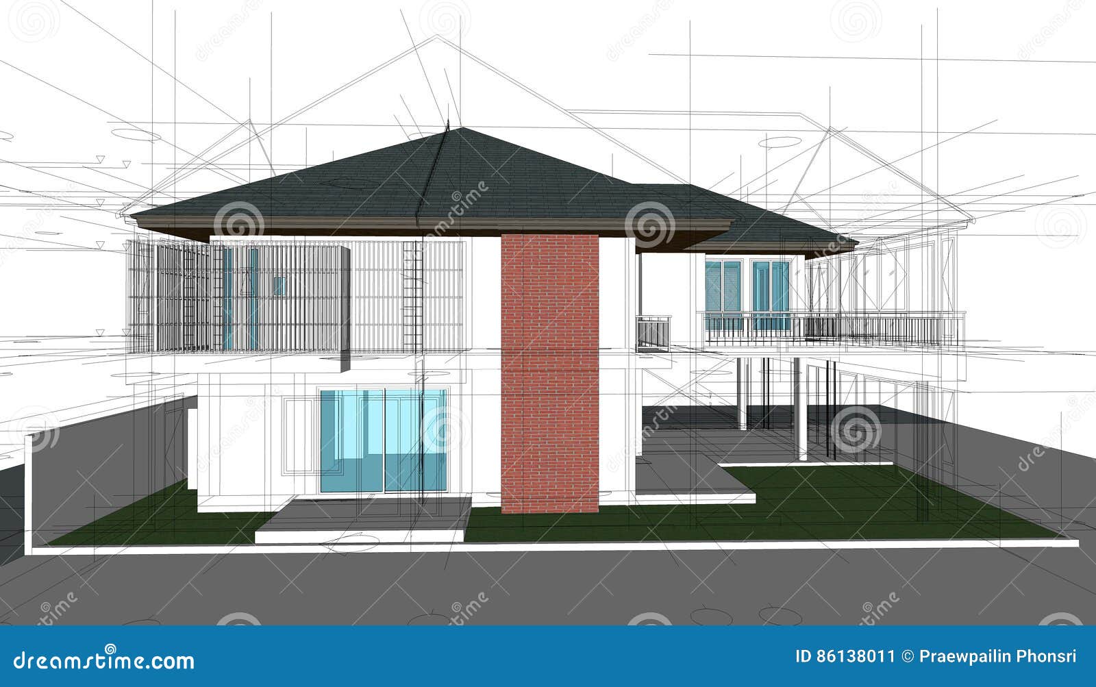 Abstract 3D Render of Building Structure. Construction Graphic Idea ...
