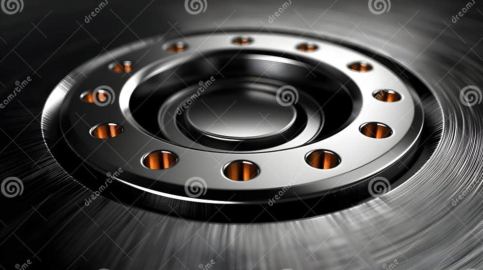 Abstract 3D Render of a Circular Metal Object Stock Illustration ...