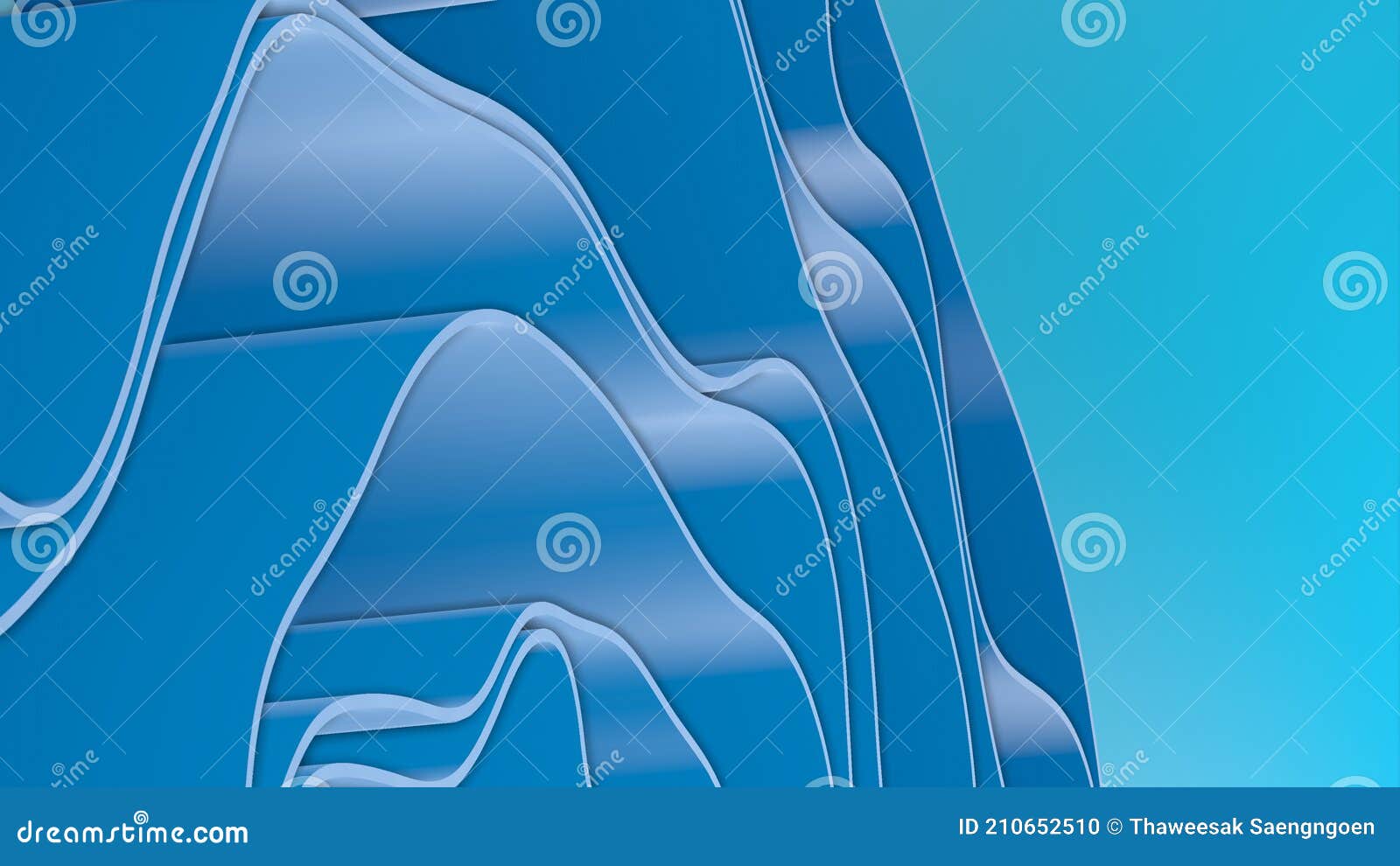 Abstract 3D Render Colorful Blue Splines Rows Light and Shadow Curves ...