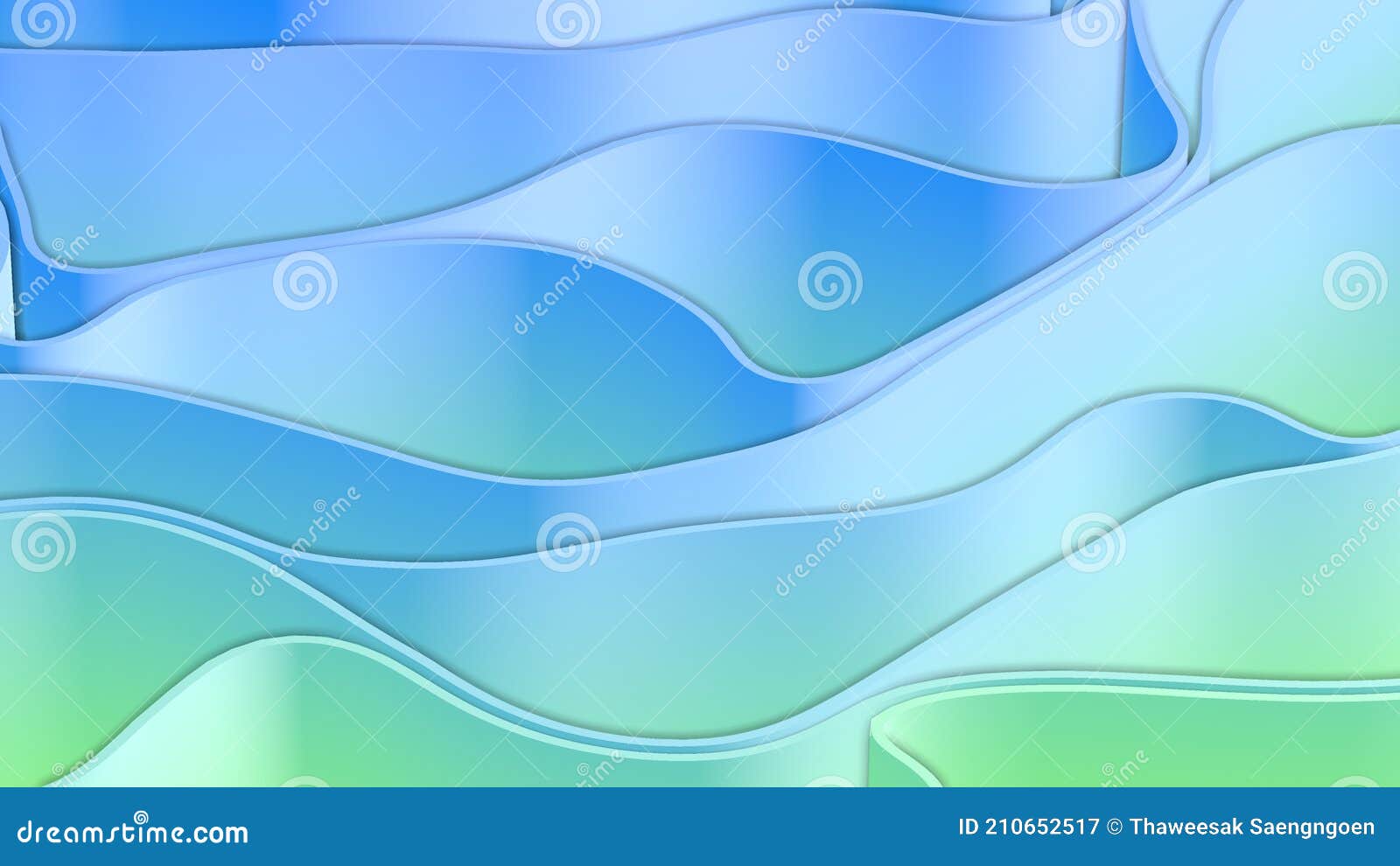 Abstract 3D Render Colorful Blue Splines Rows Light and Shadow Curves ...