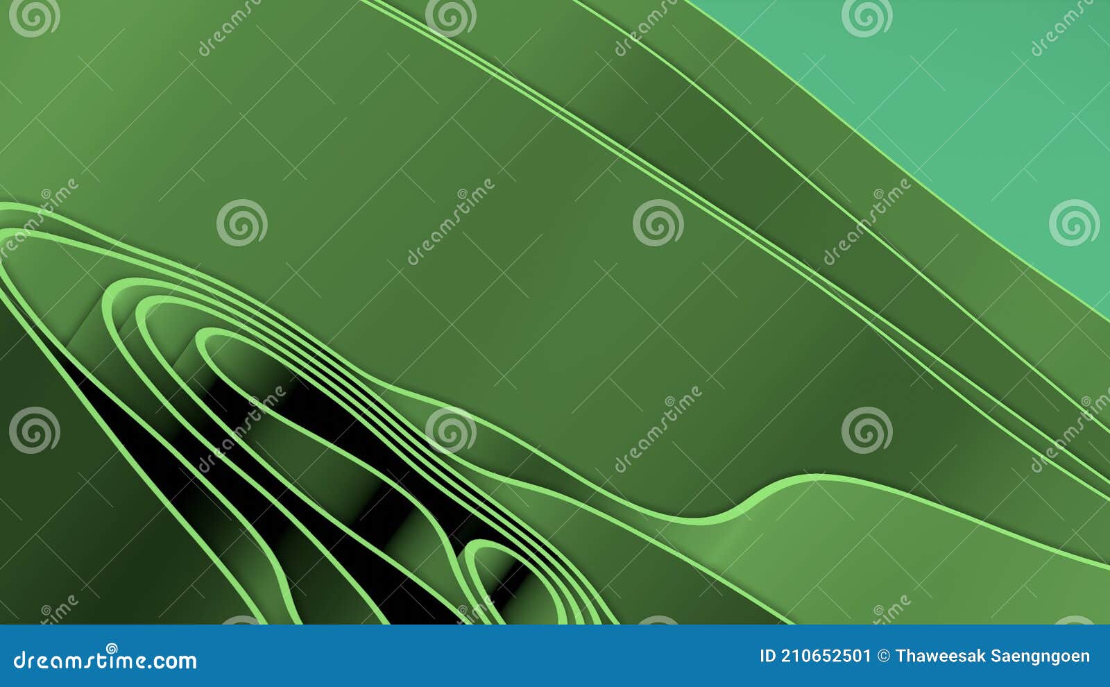 Abstract 3D Render Colorful Green Splines Rows Light and Shadow Curves ...