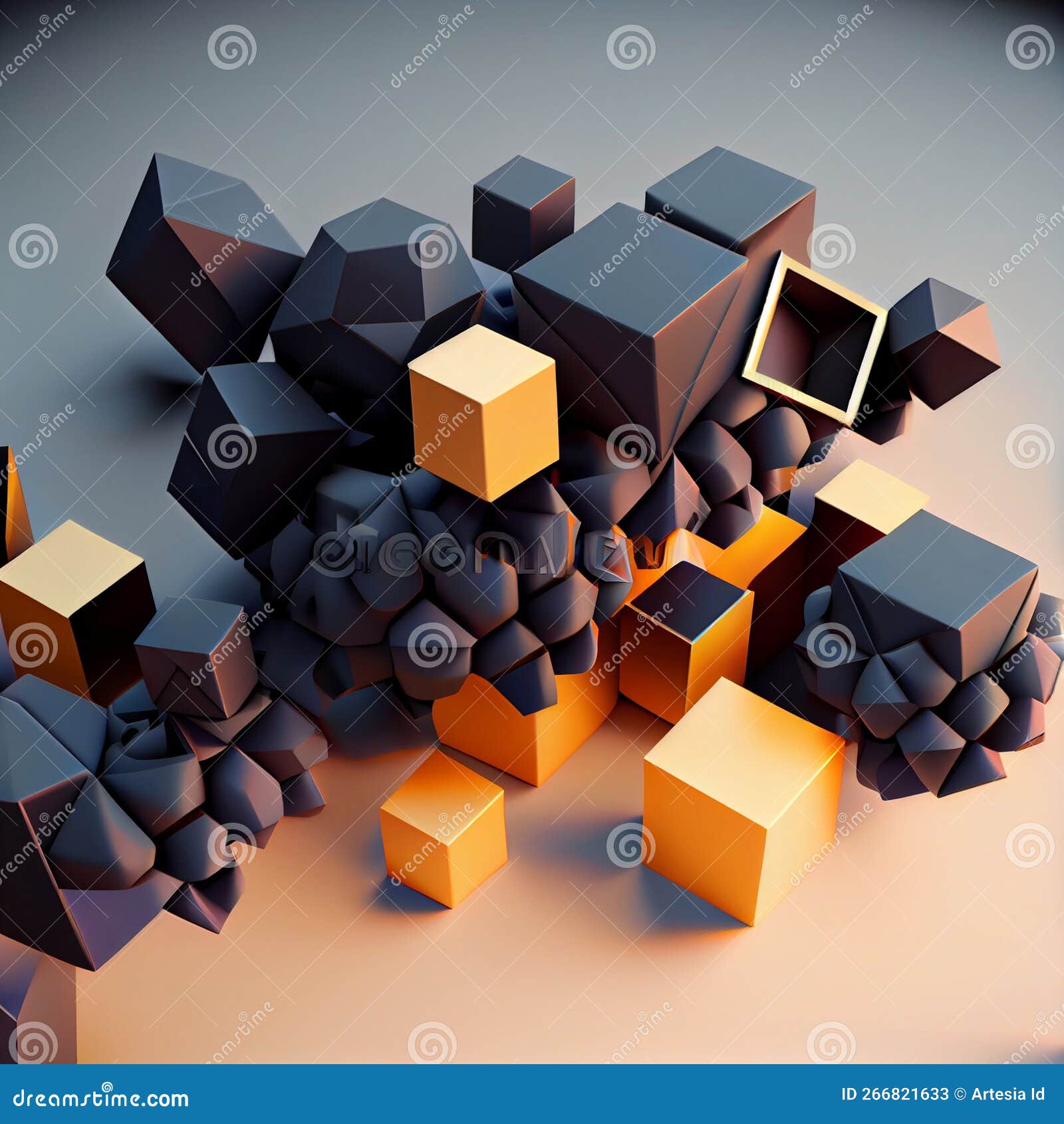 Abstract 3D Render Cube Shape Geometric Background Stock Illustration ...