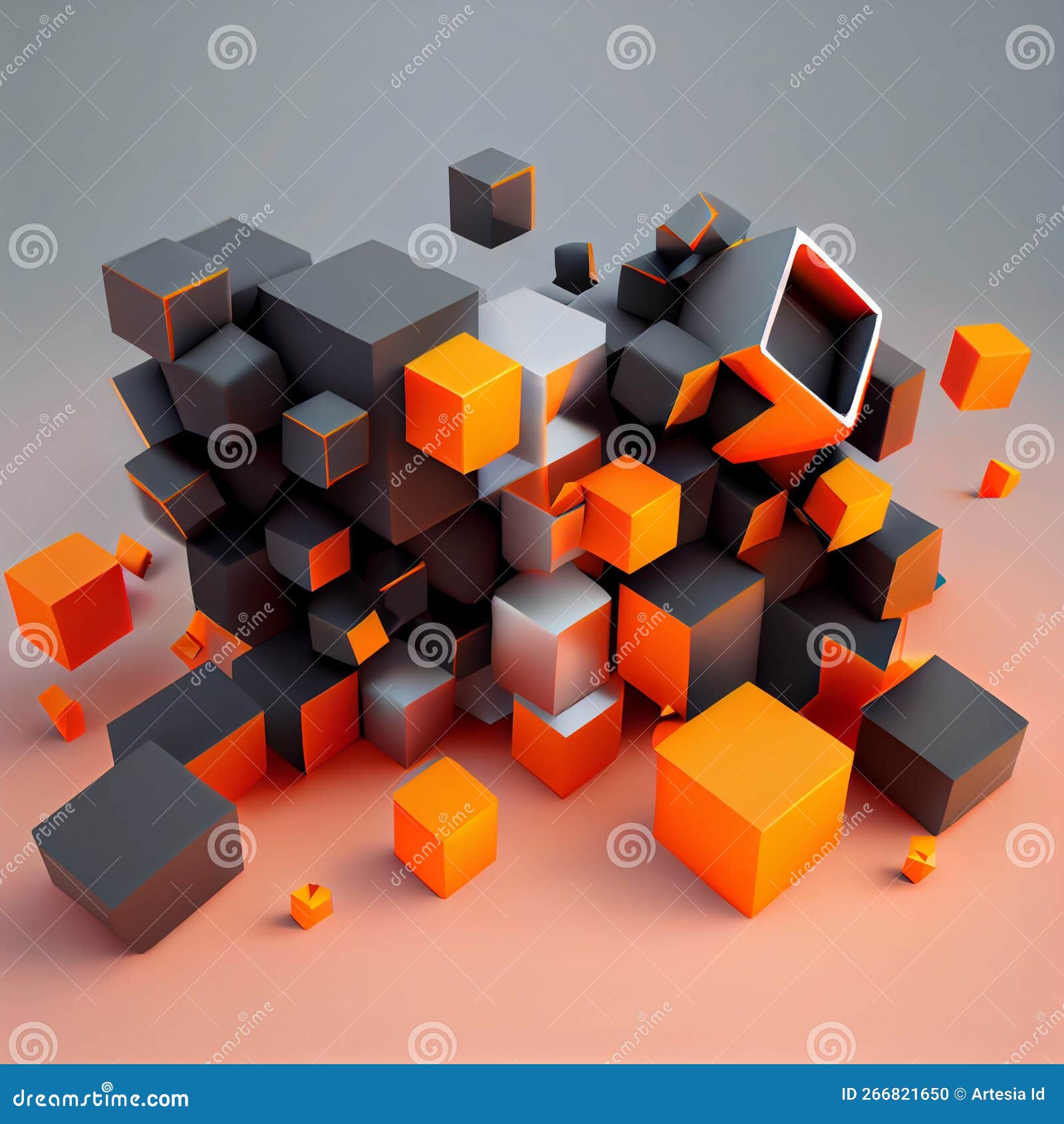 3D Render Cube Podium Made Of White Marble With Gold Texture Stock ...