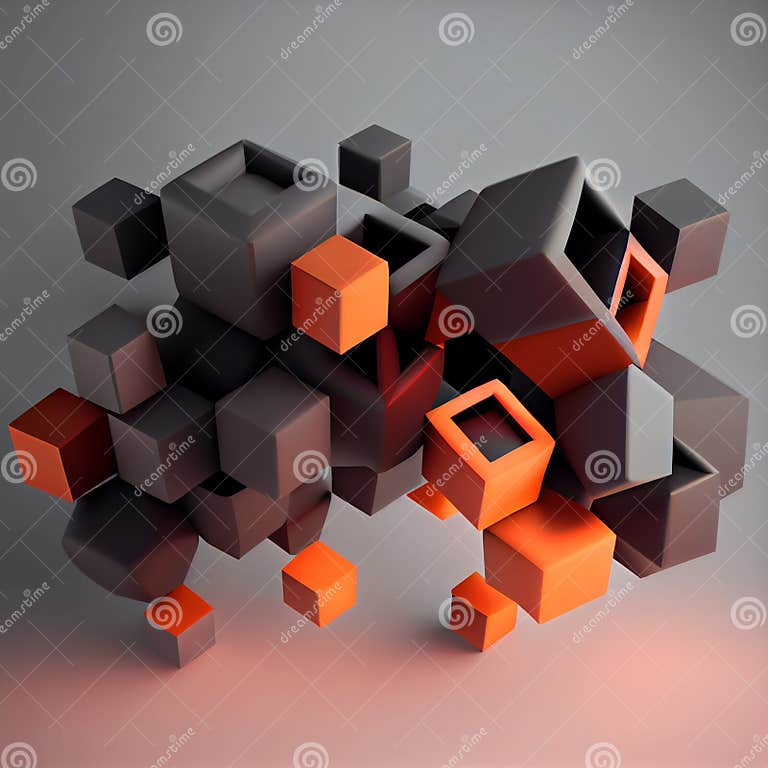 Abstract 3D Render Cube Shape Geometric Background Stock Illustration ...