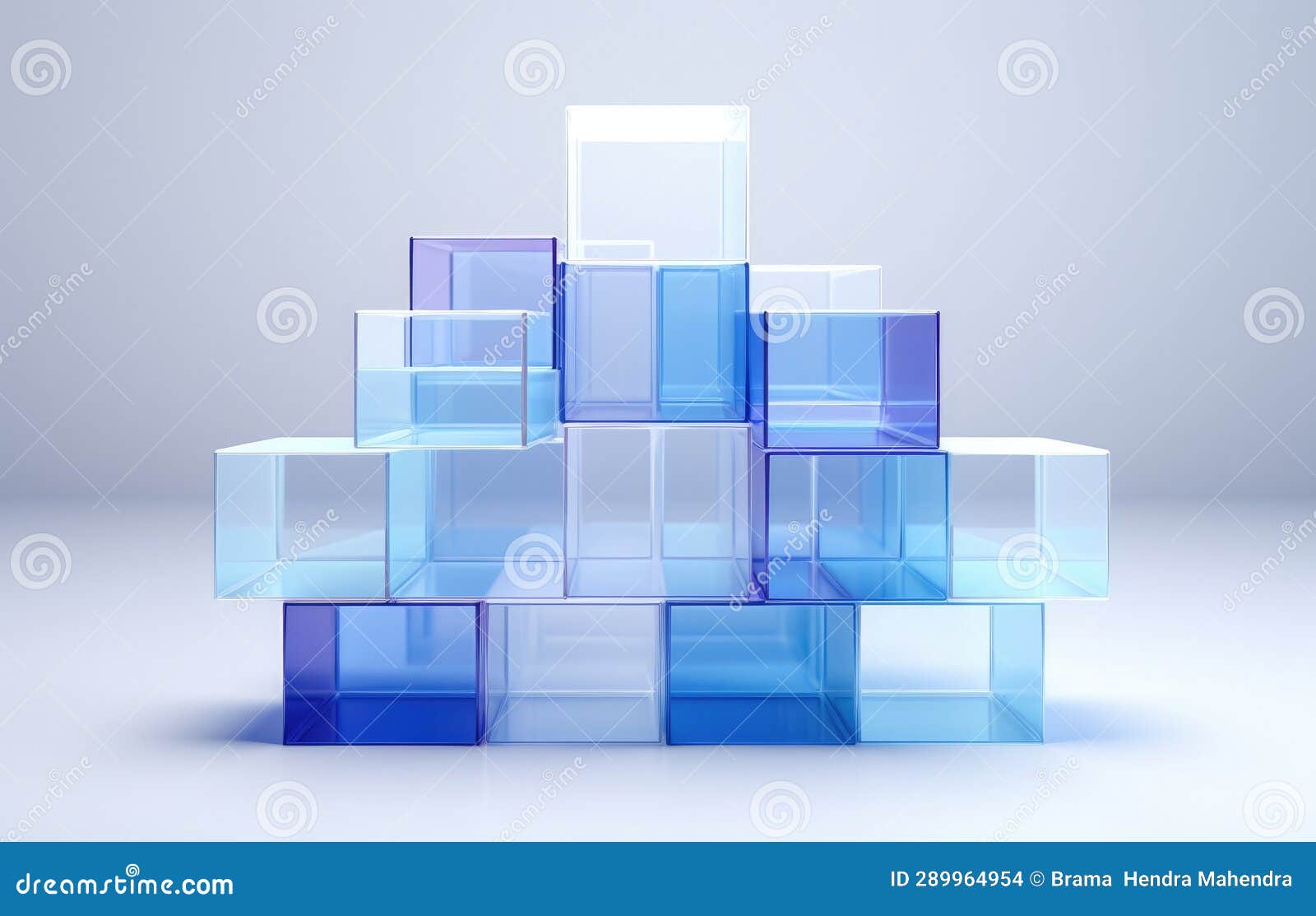 Abstract 3d Render of Cubes in Blue Background. Perspective View Stock ...