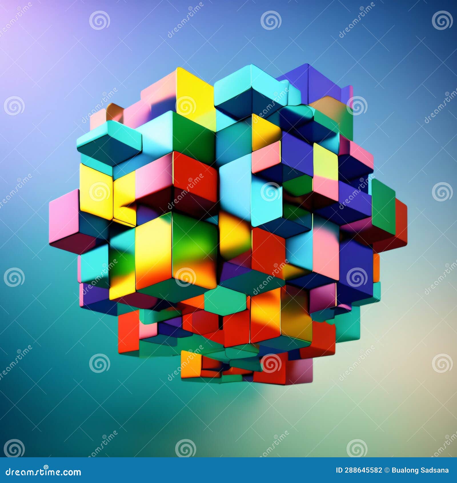 Abstract 3D Render of Cubes Stock Illustration - Illustration of ...