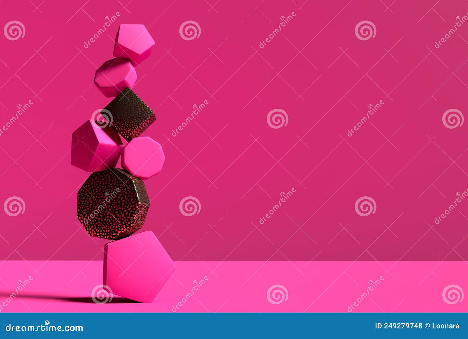 Abstract 3D Render Design Ready Template with Minimalistic Pink Objects ...