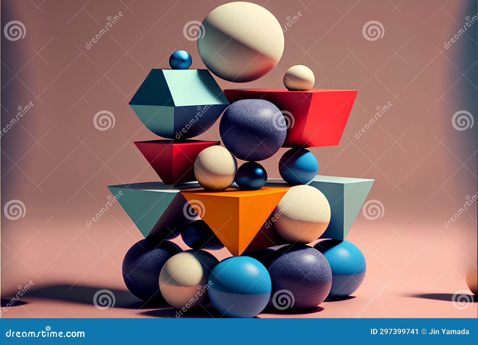 Abstract 3d Render of Geometric Shape Made of Balls and Cubes. Stock ...