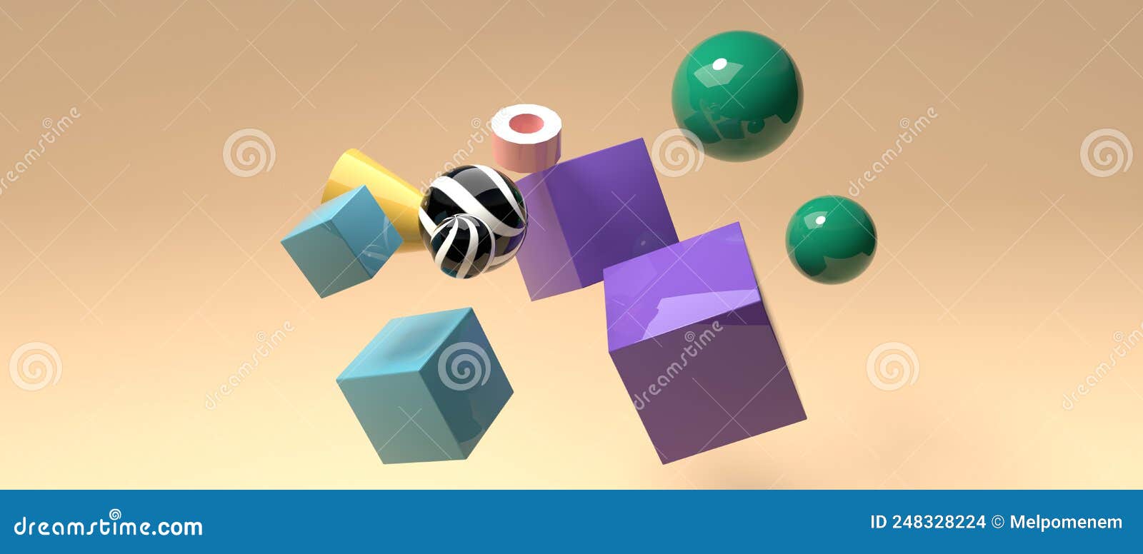 Abstract 3D Render of Geometric Shapes Stock Illustration ...