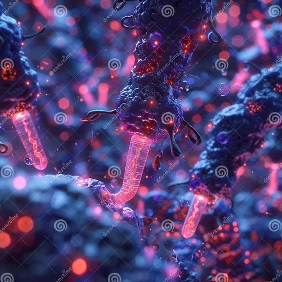 Abstract 3D Render of Glowing Organic Shapes Stock Illustration ...