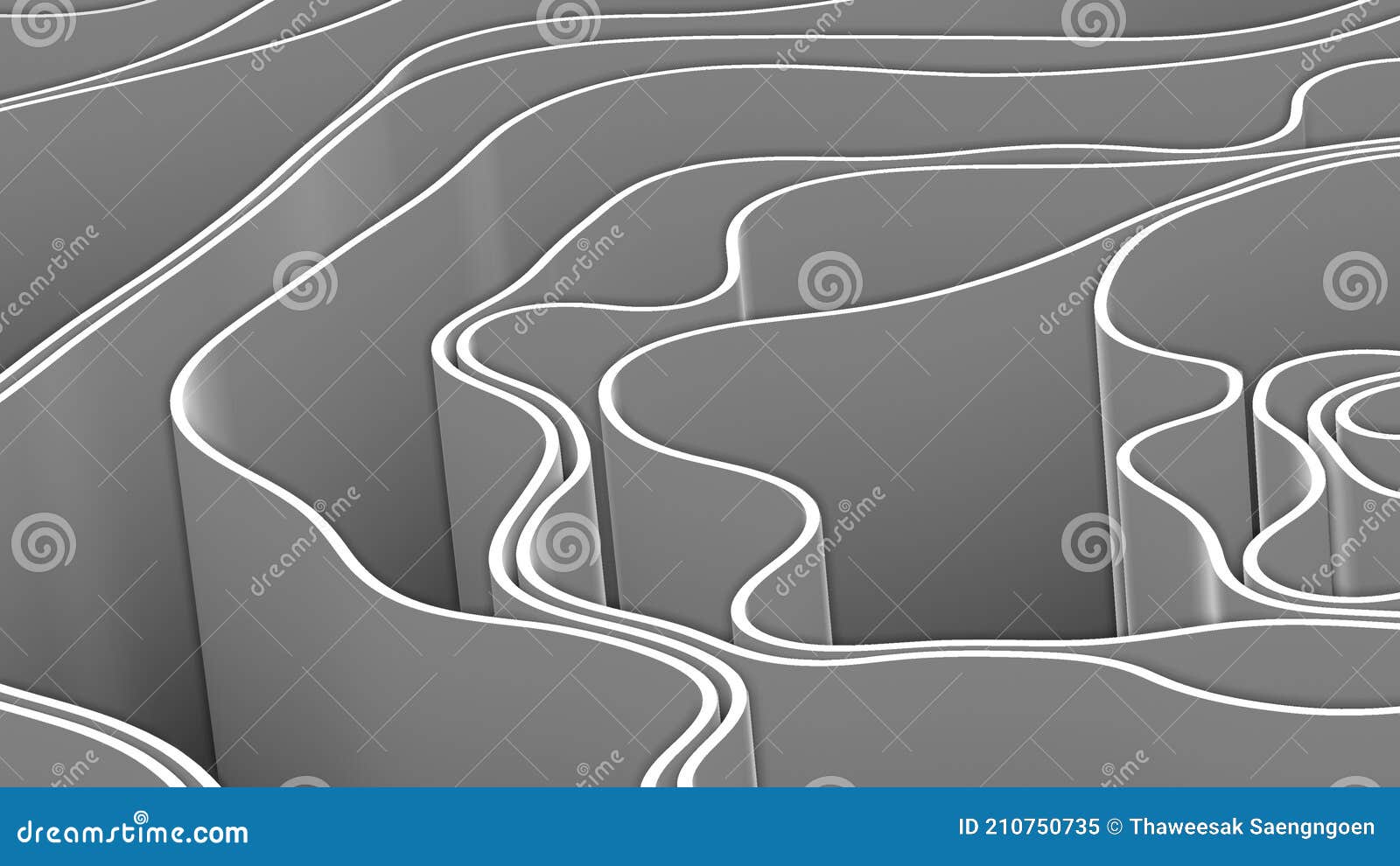 Abstract 3D Render Gray Splines Rows Light and Shadow Curves Flowing ...