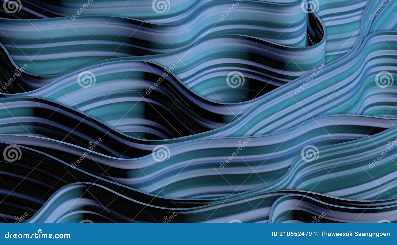 Abstract 3D Render Green Splines Rows Light and Shadow Curves Flowing ...