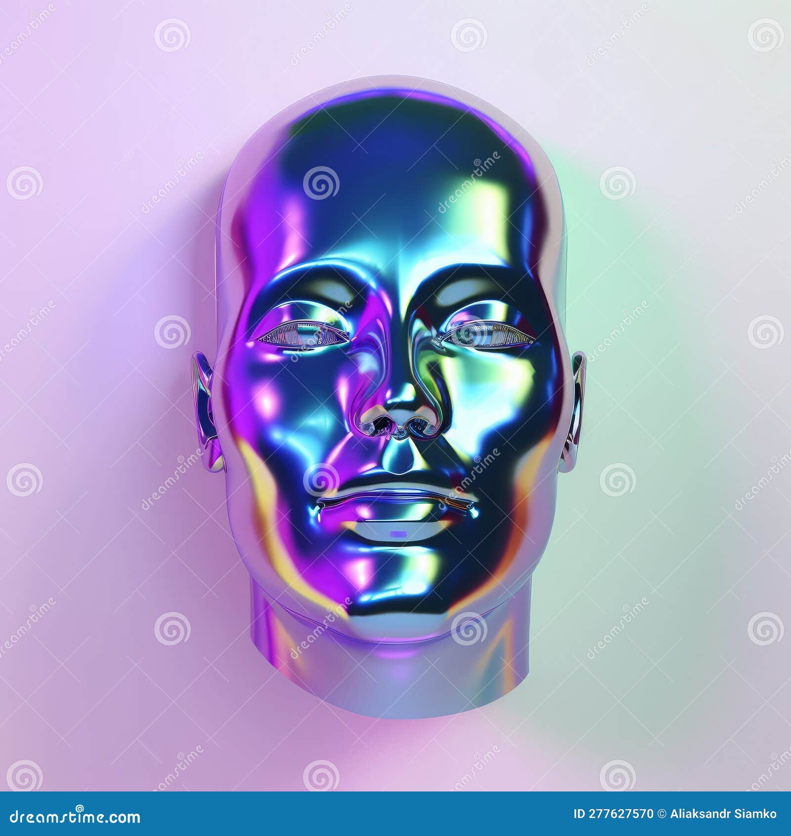 Abstract 3D Render of a Holographic Human Face in a Wall Made of ...