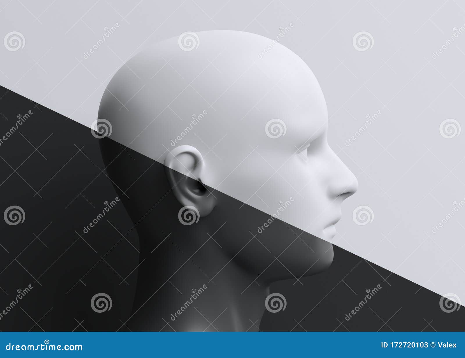 Abstract 3D Render of Human Head Stock Illustration - Illustration of ...