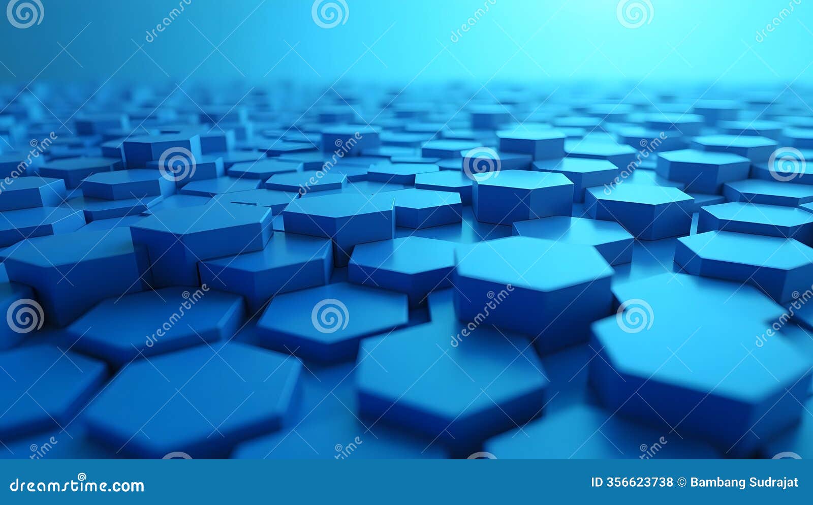Abstract 3D Render of a Landscape Formed by Blue Hexagonal Prisms ...