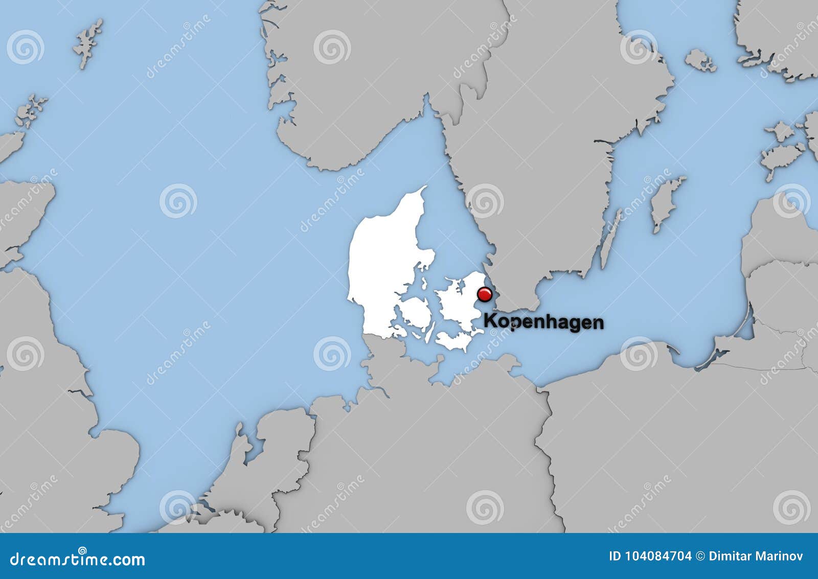 Abstract 3d Render of Map of Denmark Stock Illustration - Illustration ...