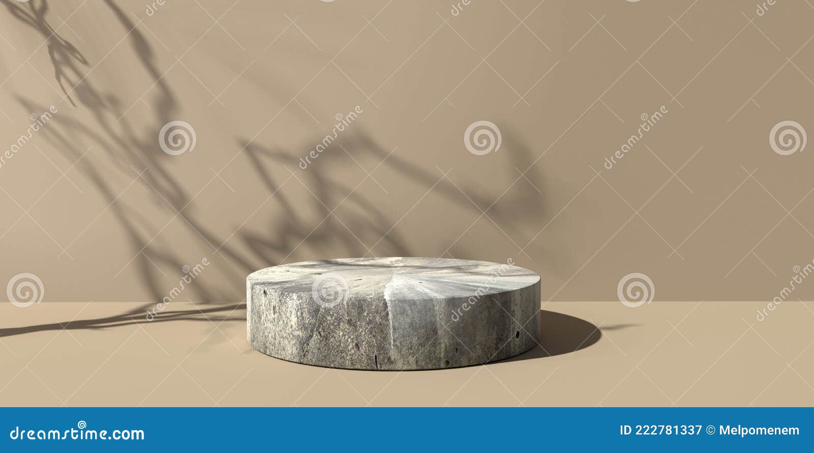 Abstract 3D Render of Podium with Shadow of Tree Branch Stock ...