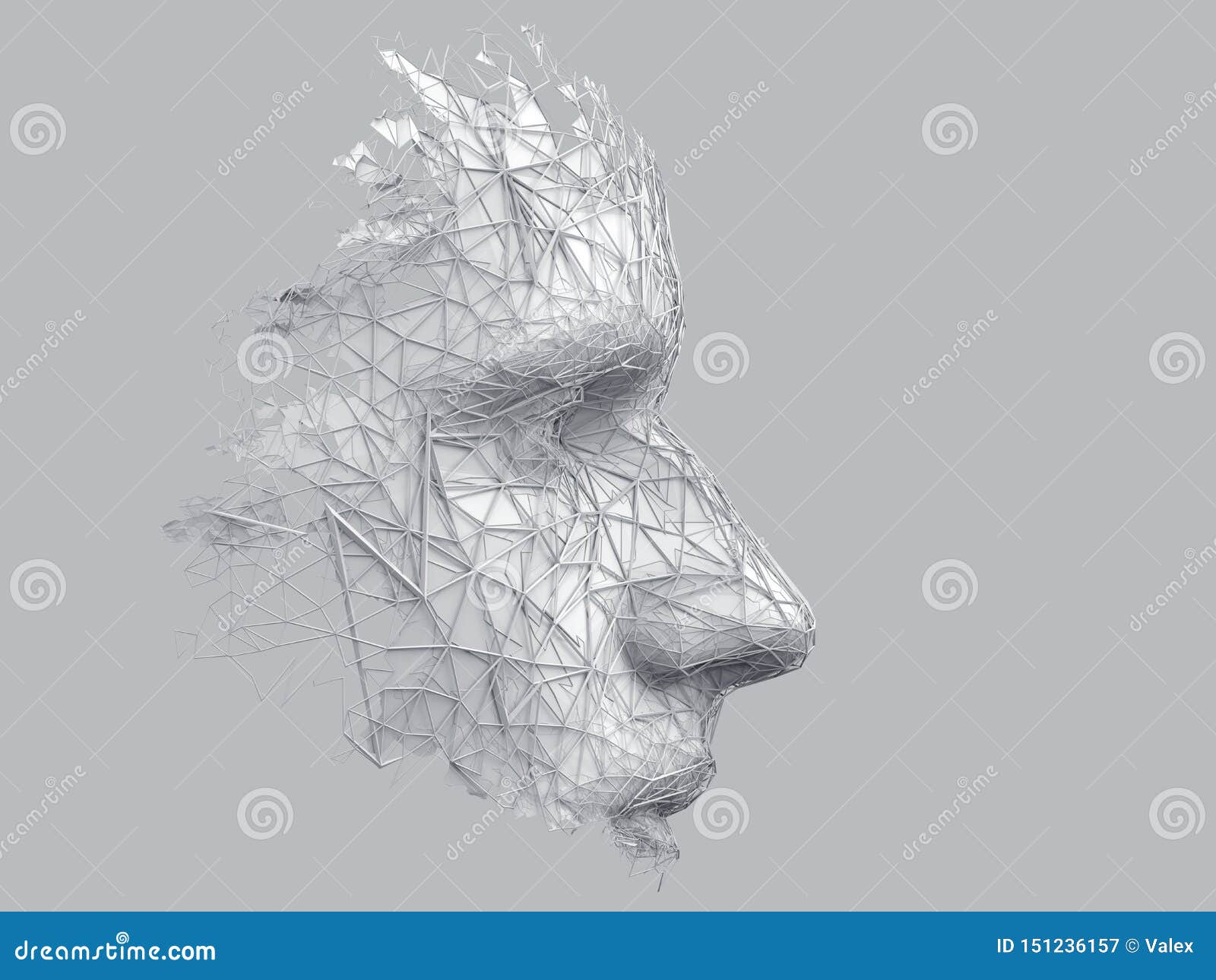 Abstract 3D Render of Polygonal Human Face Stock Illustration ...