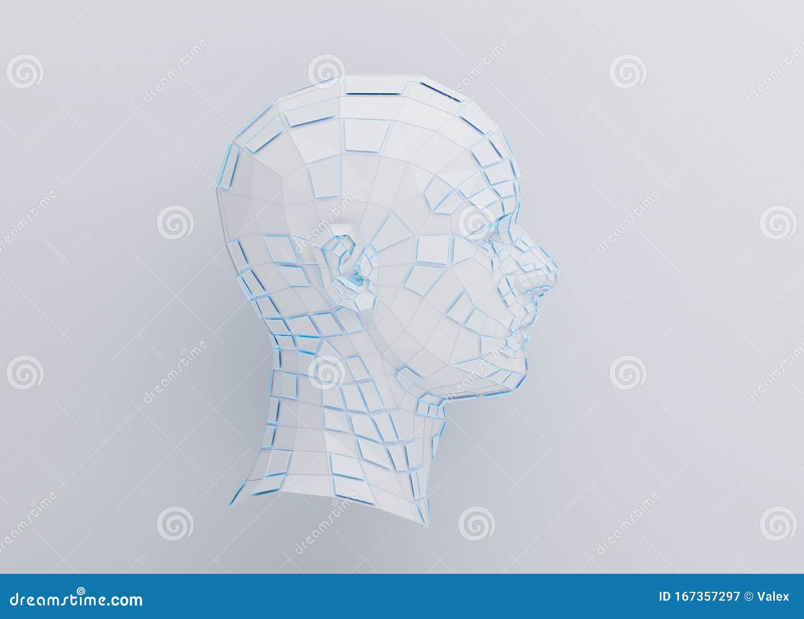 Abstract 3D Render of Polygonal Human Face Stock Illustration ...