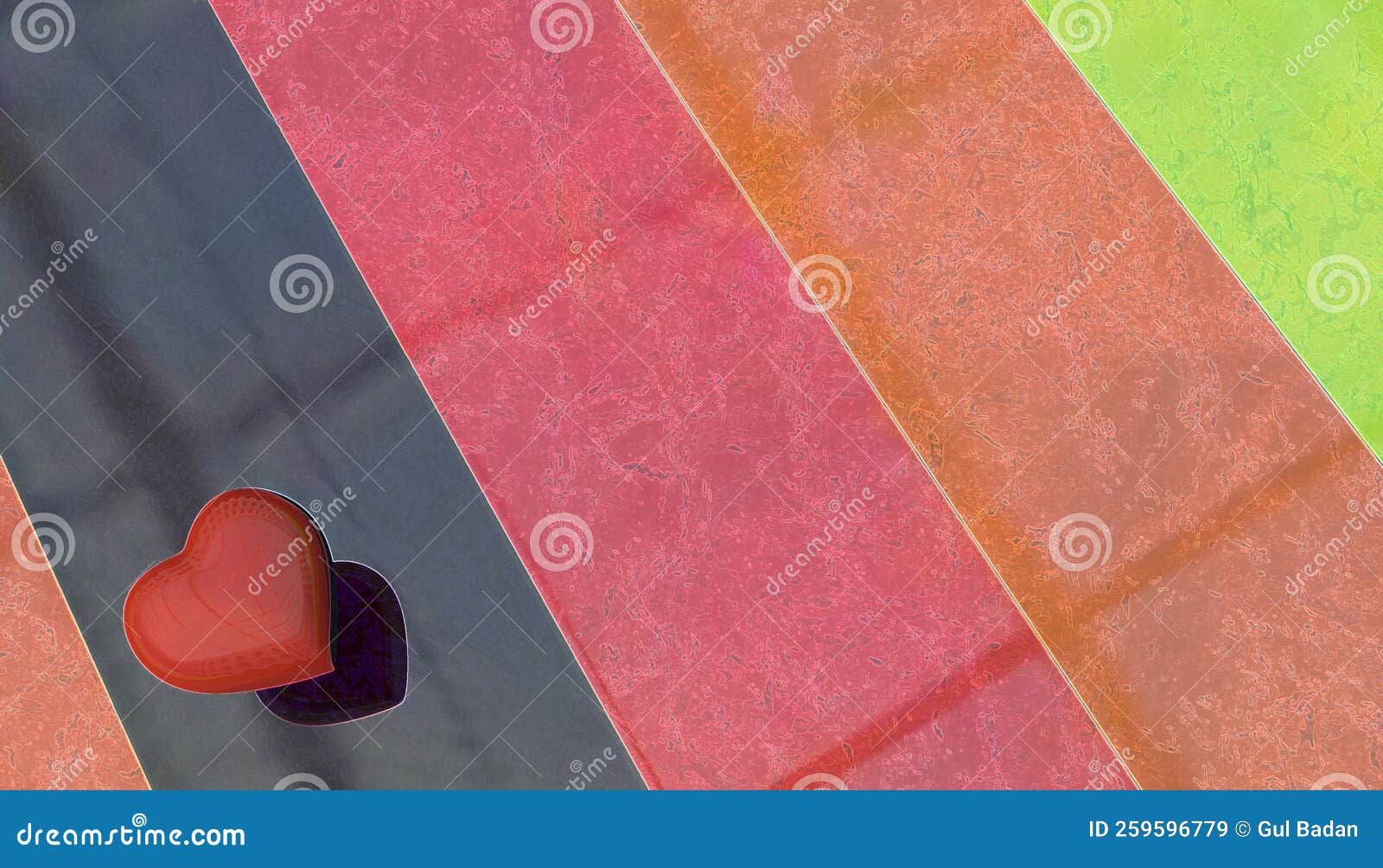 Abstract 3D Render Red Heart on Rainbow Surface Colourful Wallpaper ...