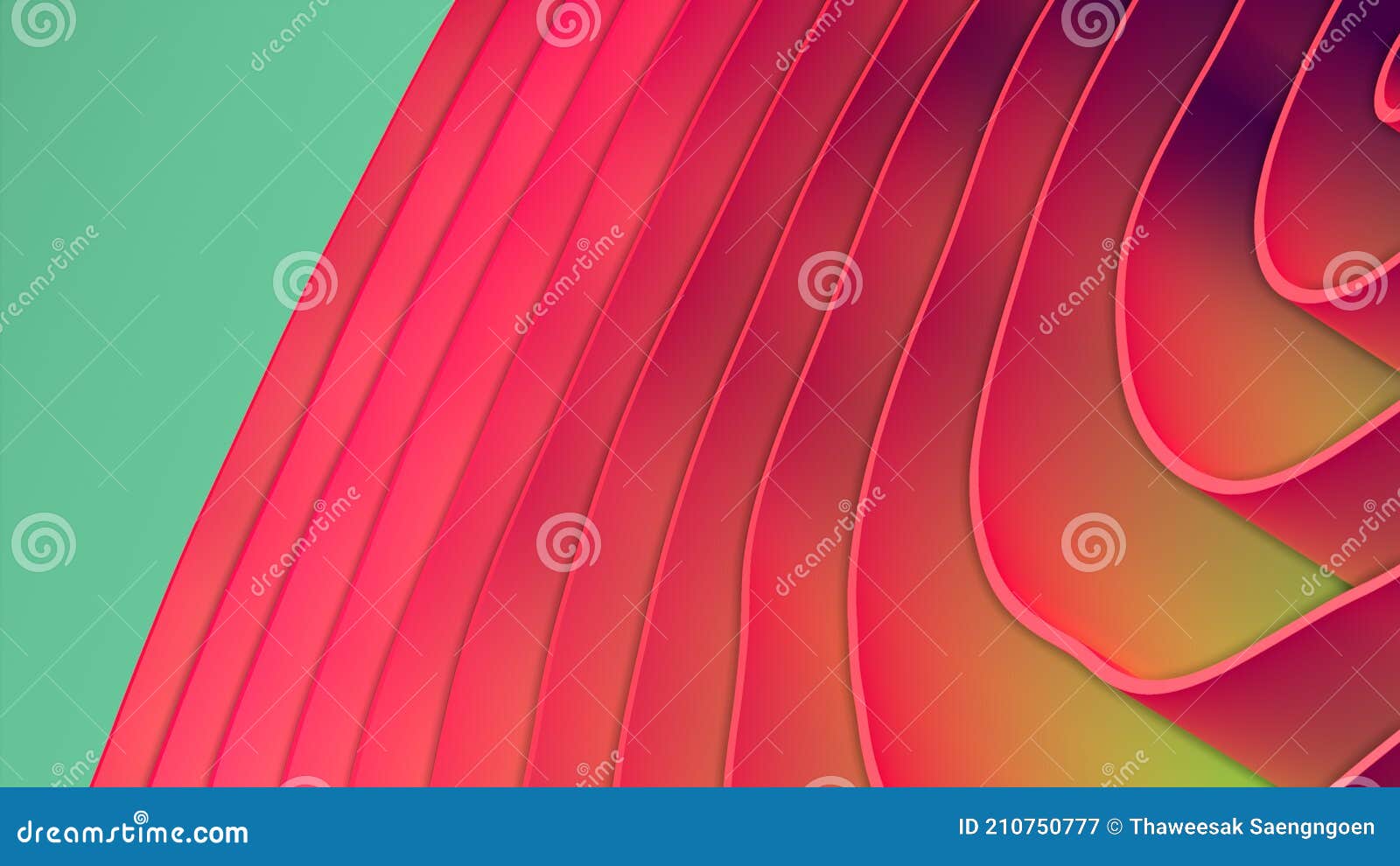 Abstract 3D Render Red Splines Rows Light and Shadow Curves Flowing ...