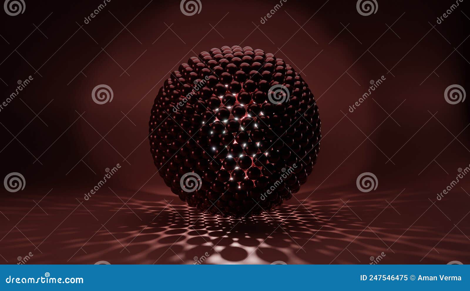 Abstract 3D Render Sci-fi Sphere Created with Many Small Spheres in a ...