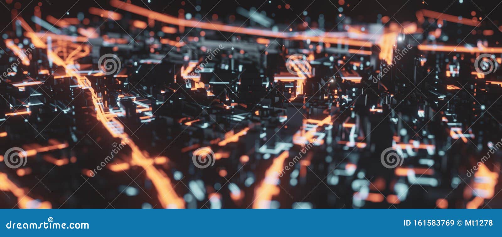 Abstract 3d Render of Techno Panorama Landscape City Stock Illustration ...