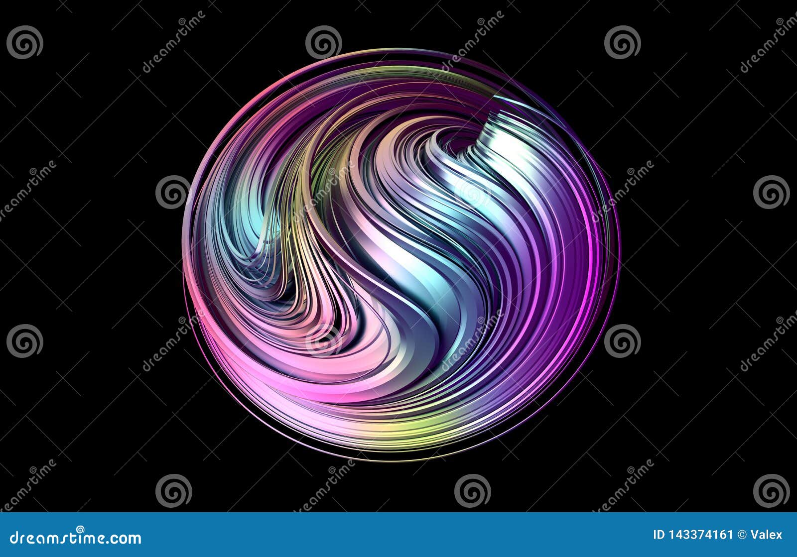 Abstract 3D Render of Twisted Shape Stock Illustration - Illustration ...
