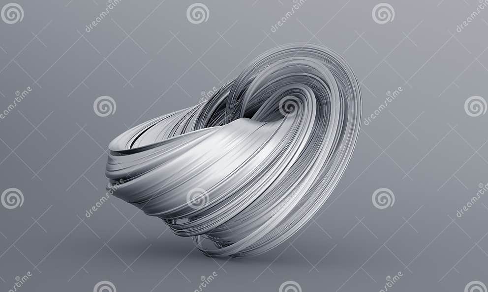 Abstract 3D Render of Twisted Shape Stock Illustration - Illustration ...