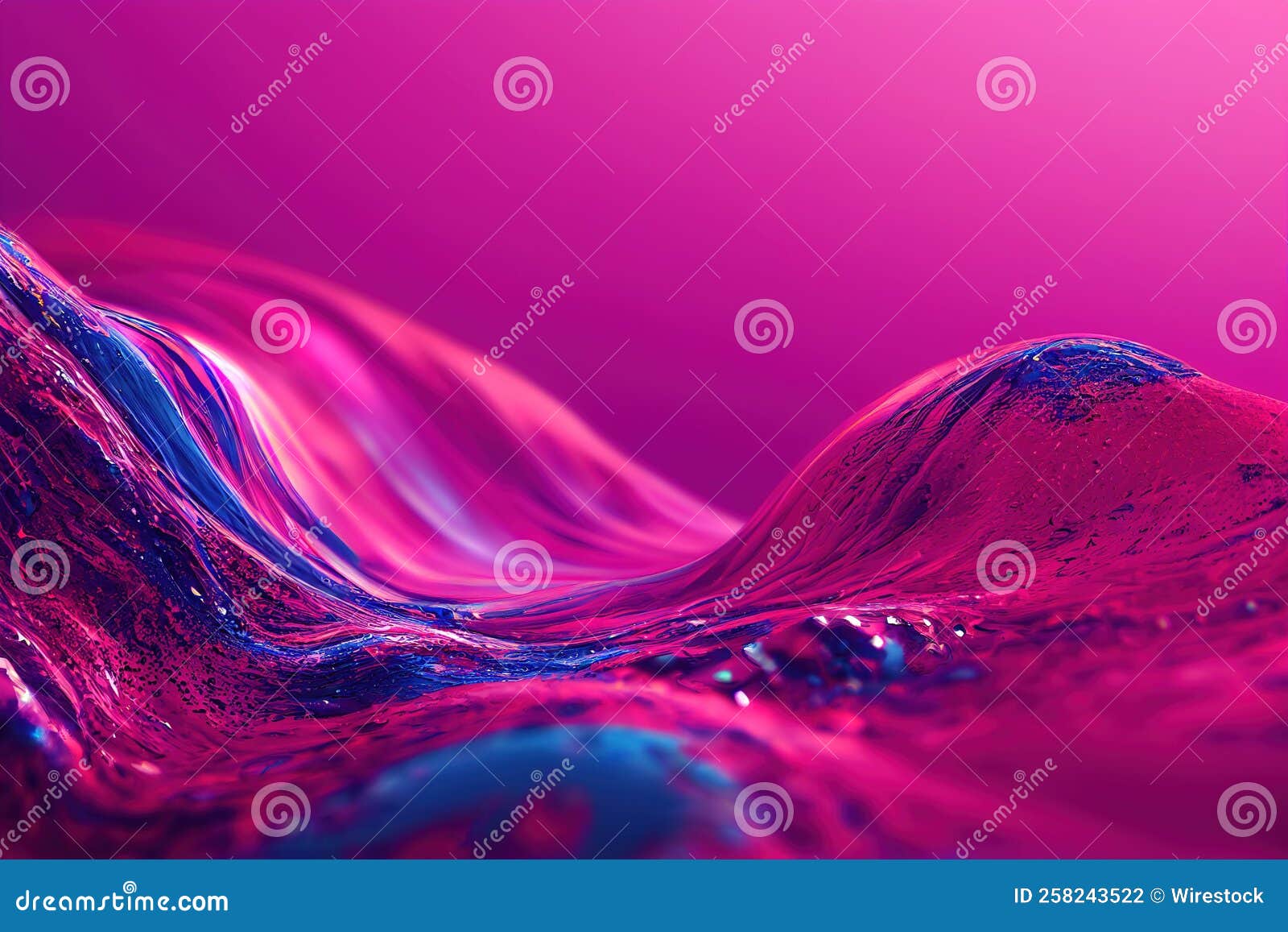 Abstract 3D Rendered Background with Waves of Pink and Blue Paint Stock ...