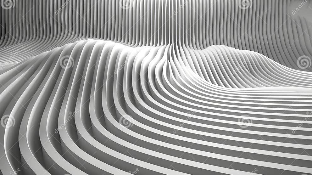 Abstract 3D Rendered Geometric Background of Smooth White Lines with ...
