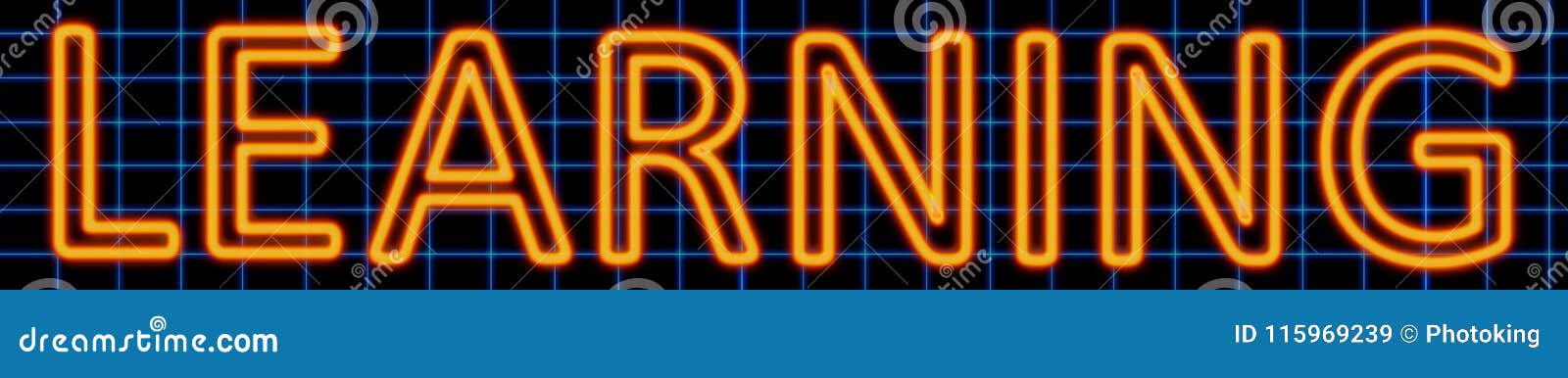 Learning neon sign stock illustration. Illustration of black - 115969239