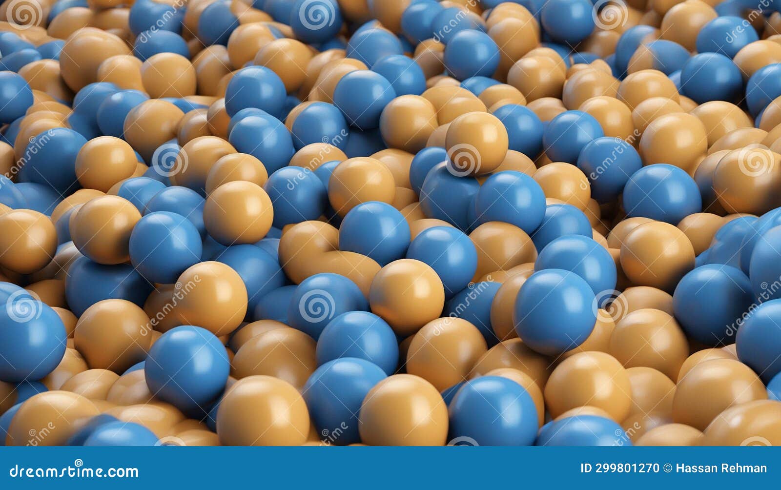 Abstract 3D Rendering Background with Blue Bouncing Balls Stock ...