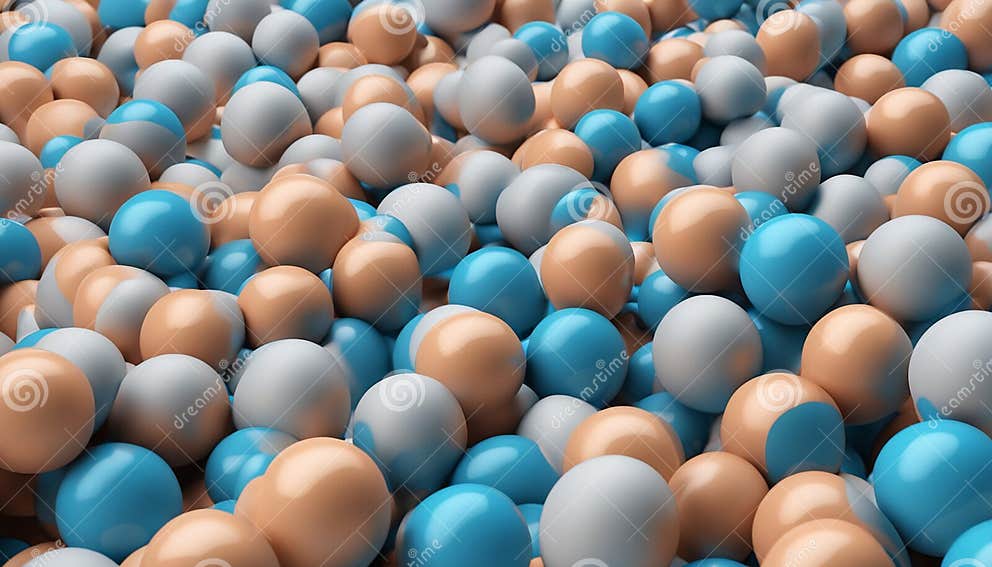 Abstract 3D Rendering Background with Blue Bouncing Balls Stock Illustration - Illustration of ...