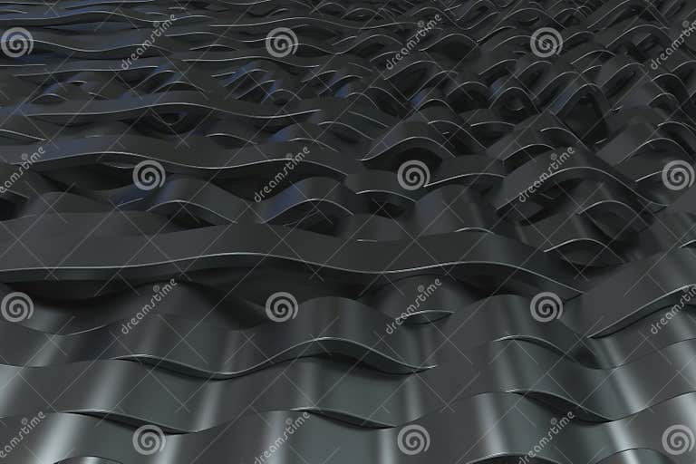 Abstract 3D Rendering of Black Sine Waves Stock Illustration ...
