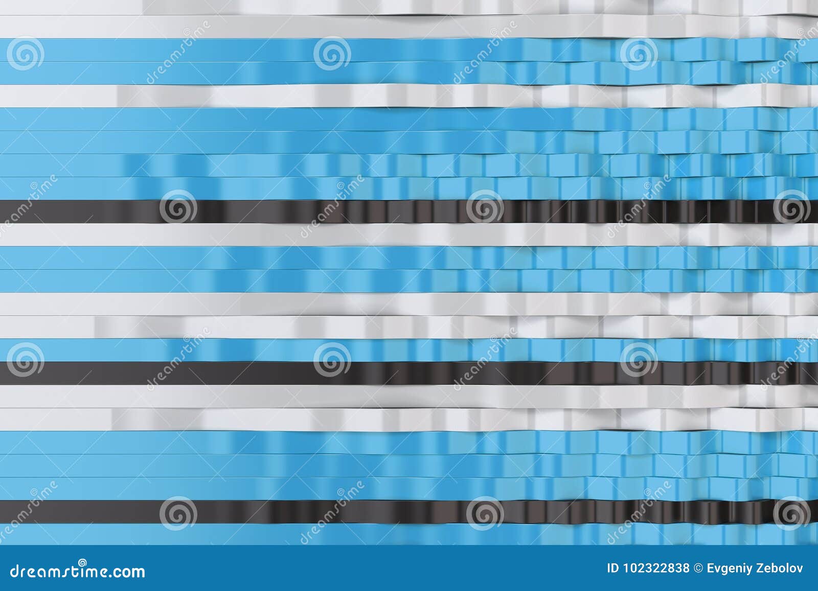 Abstract 3D Rendering of Black, White and Blue Sine Waves Stock ...