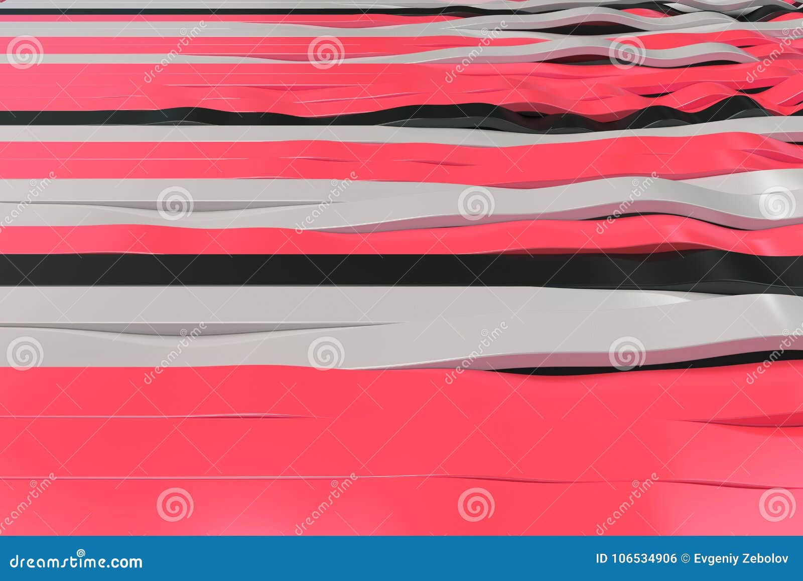 Abstract 3D Rendering of Black, White and Red Sine Waves Stock ...